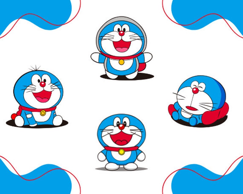 Doraemon Clipart SVG and PNG Bundle Instant Download Cartoon Digital ...