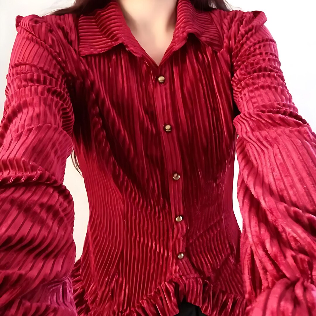 Casual Gothic Blouse - Laced Romantic Pirate Red & Black Poet Slim ...