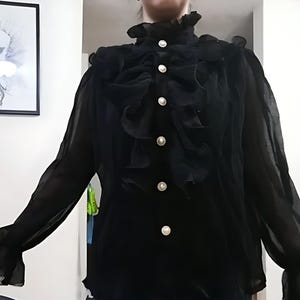 Victorian Gothic Ruffle Blouse: Lace up Poet Shirt - Etsy