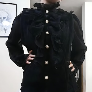 Victorian Gothic Ruffle Blouse: Lace up Poet Shirt - Etsy