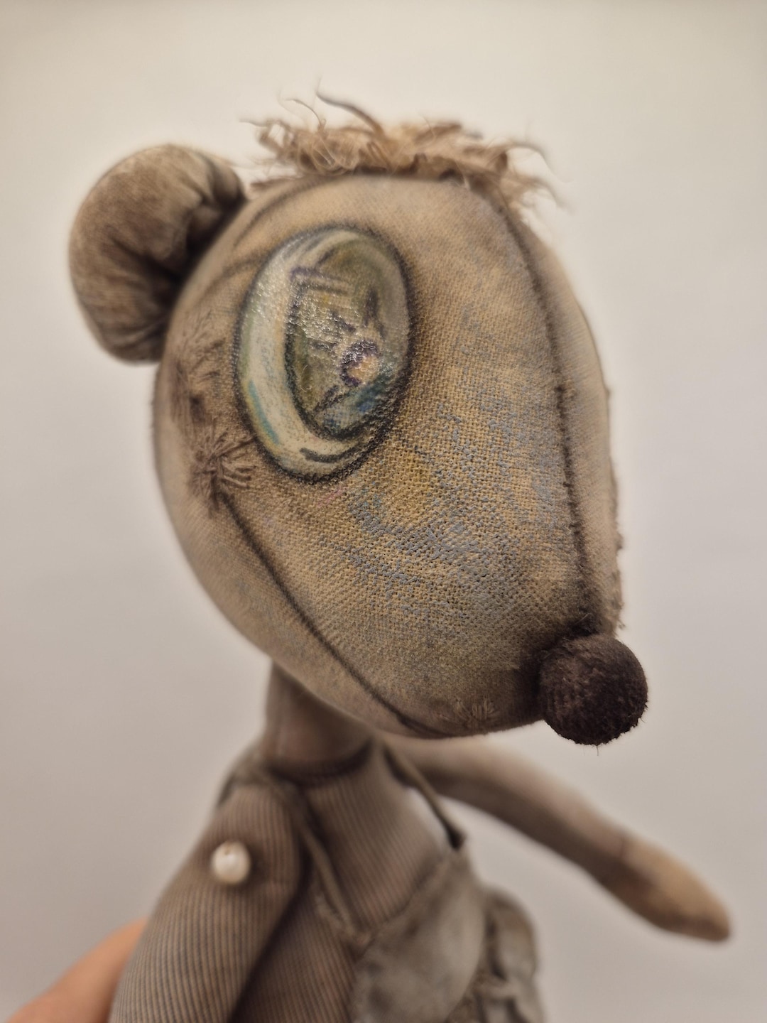 Doll Textile Mouse in a Unique Style, Exquisite Retro Style, One-of-a ...