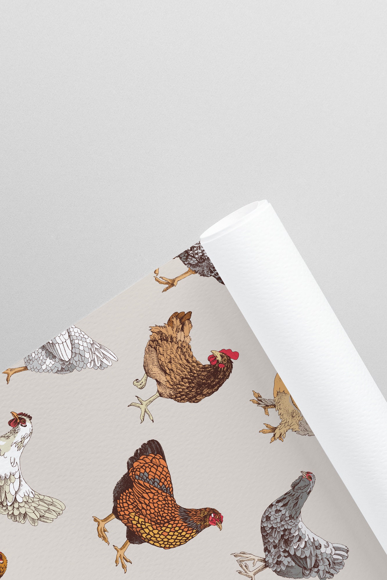 Country Farm Animal Wallpaper, Chicken Pattern Wall Decor Home ...