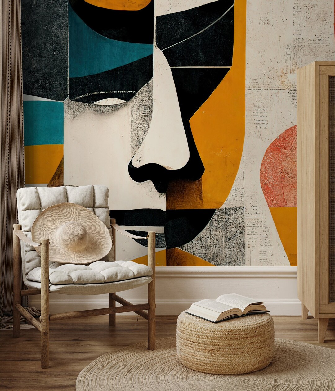 Abstract Geometric Portrait Wallpaper | Wall Decor | Home Renovation ...