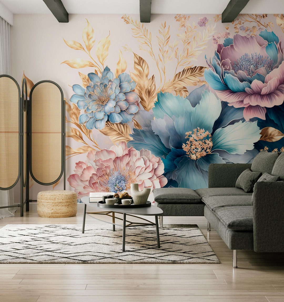 Colorful Floral Wallpaper, Vintage Botanical | Home Decor | Home ...