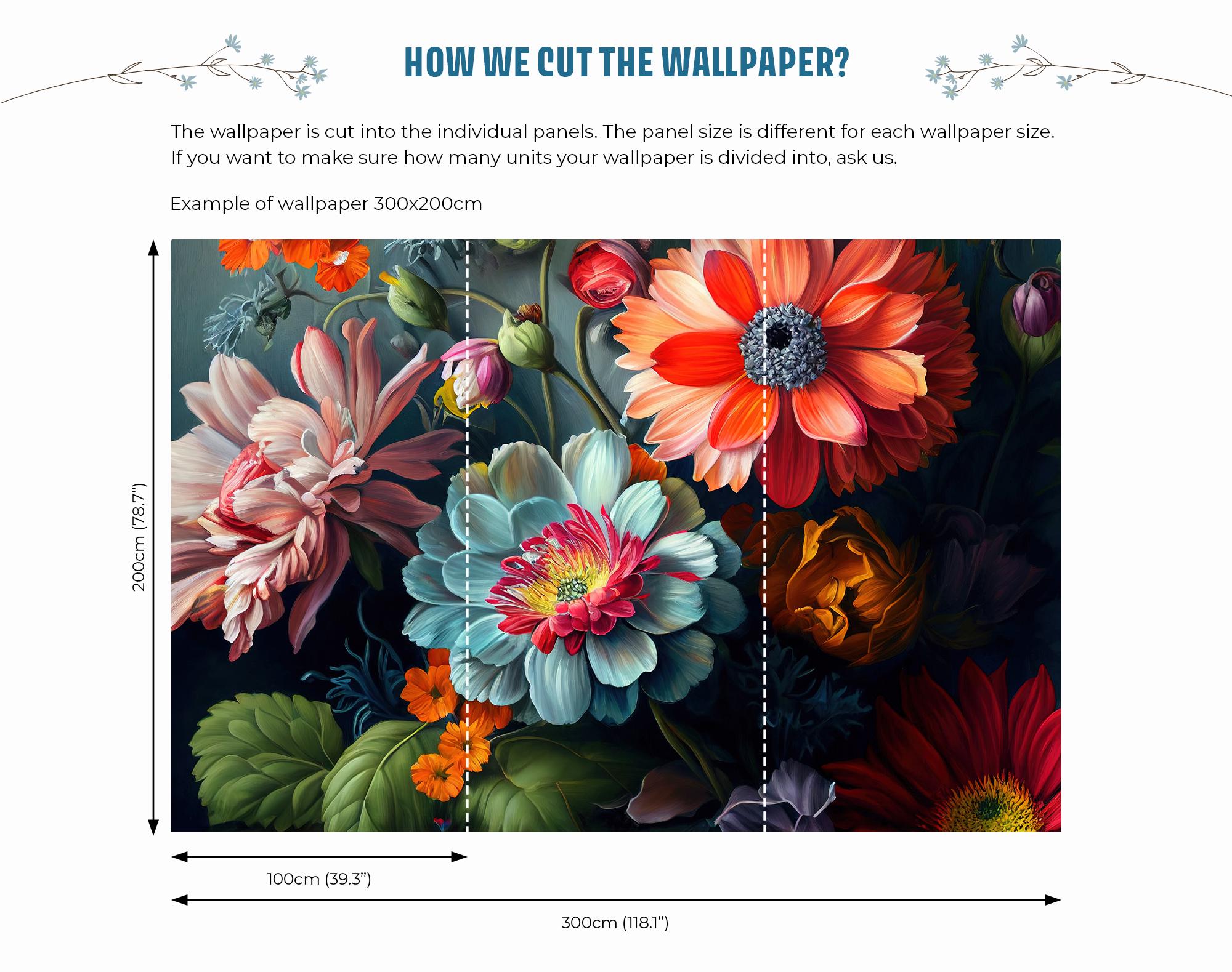Colorful Floral Wallpaper, Flower Wall Mural Home Renovation Wall Art ...