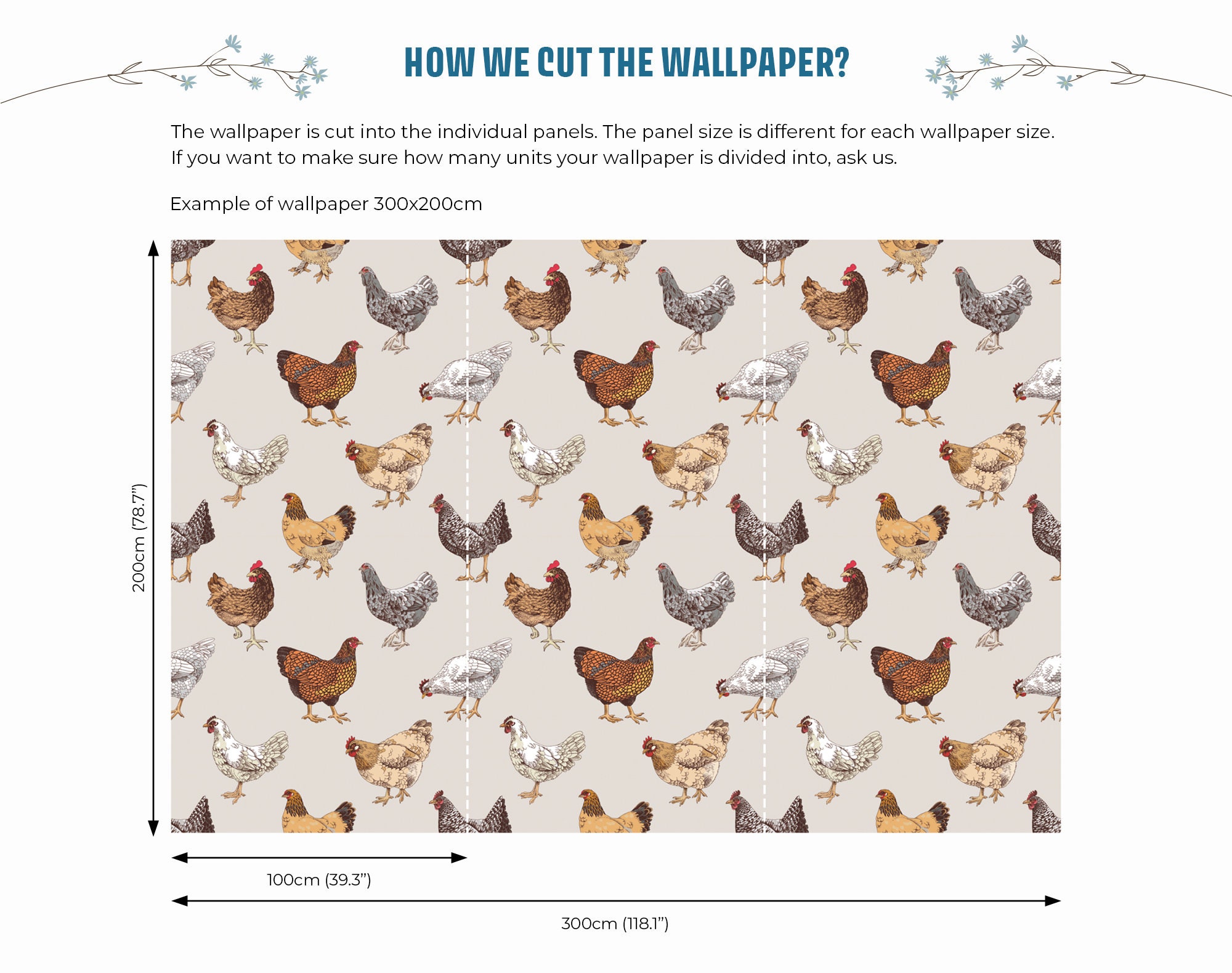 Country Farm Animal Wallpaper, Chicken Pattern Wall Decor Home ...