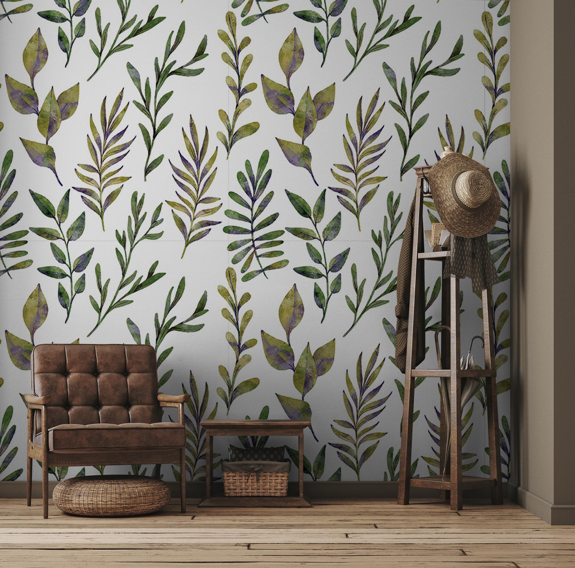 Green Leaves Wallpaper | Botanical Wall Decor | Home Renovation | Wall ...
