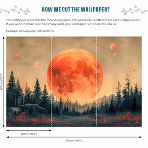 Red Moon Wallpaper, Forest Landscape | Wall Decor | Home Renovation ...