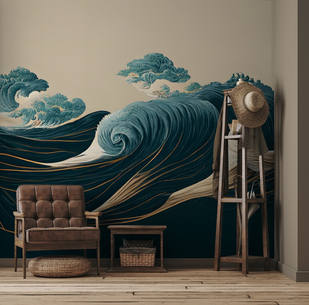 Abstract Wave Wallpaper, Artistic Wall Mural | Wall Decor | Home ...