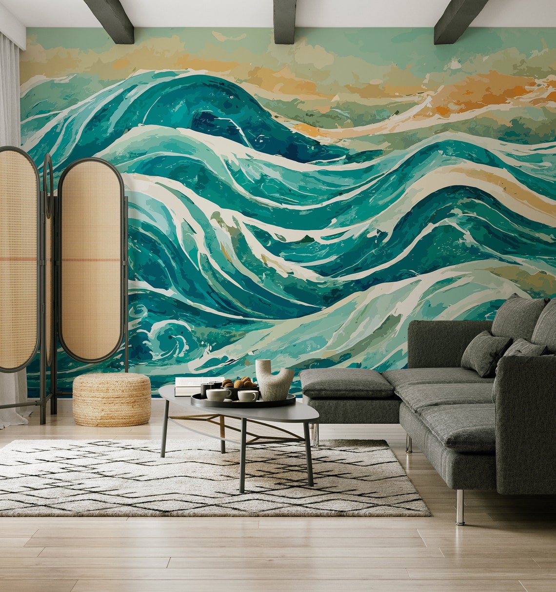 Ocean Sea Wave Wallpaper Wall Decor Home Renovation Wall Art Peel and ...