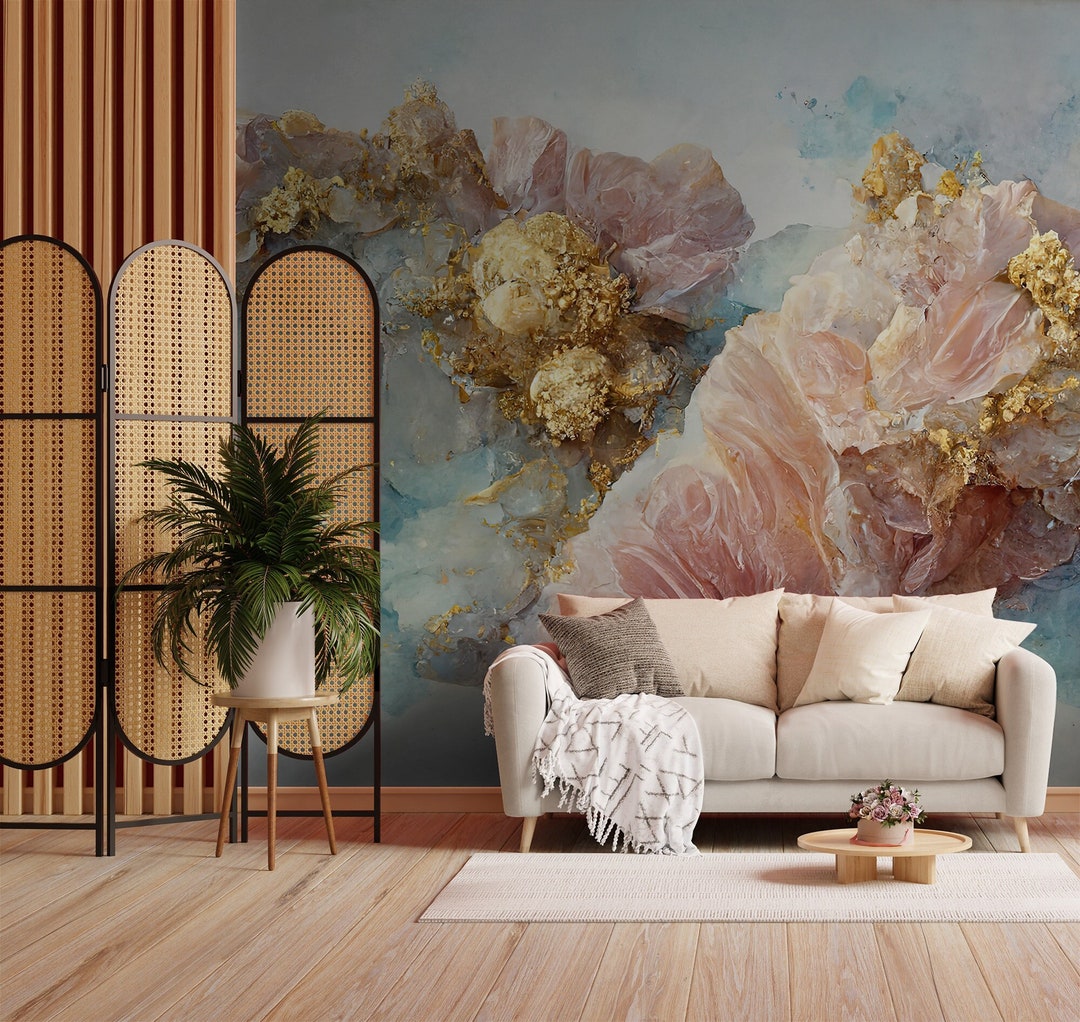 Floral Abstract Wall Mural, Cloud Design Wallpaper | Wall Decor | Home ...