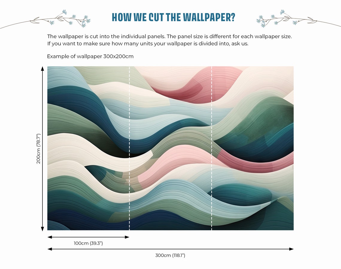 Abstract Green and Red Wavy Wallpaper Wall Decor Home Renovation Wall ...
