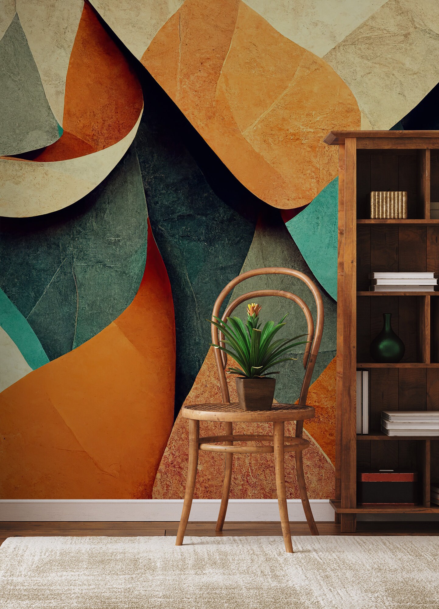 Abstract Wallpaper, Geometric Shapes Wall Mural Wall Decor Home ...