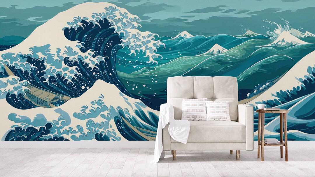 Big Wave Wall Mural, Ocean Wallpaper | Wall Decor | Home Renovation ...