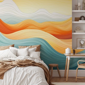 Colorful Waves Abstract Wall Mural | Wall Decor | Home Renovation ...