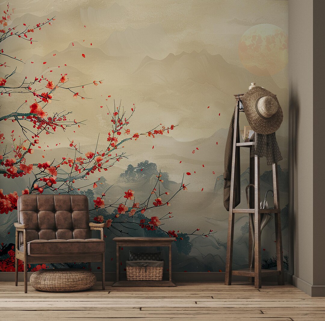 Modern Japanese Wallpaper, Cherry Blossom Home Decor Home Renovation ...