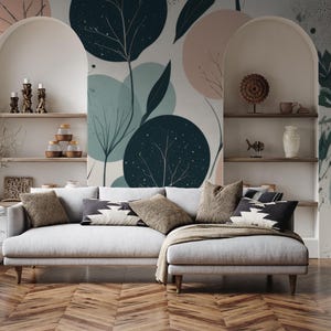 Tree and Leaf Wallpaper | Abstract Botanical Wall Mural | Home ...