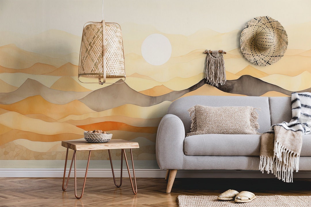 Abstract Desert Orange Wall Mural | Wall Decor | Home Renovation | Wall ...