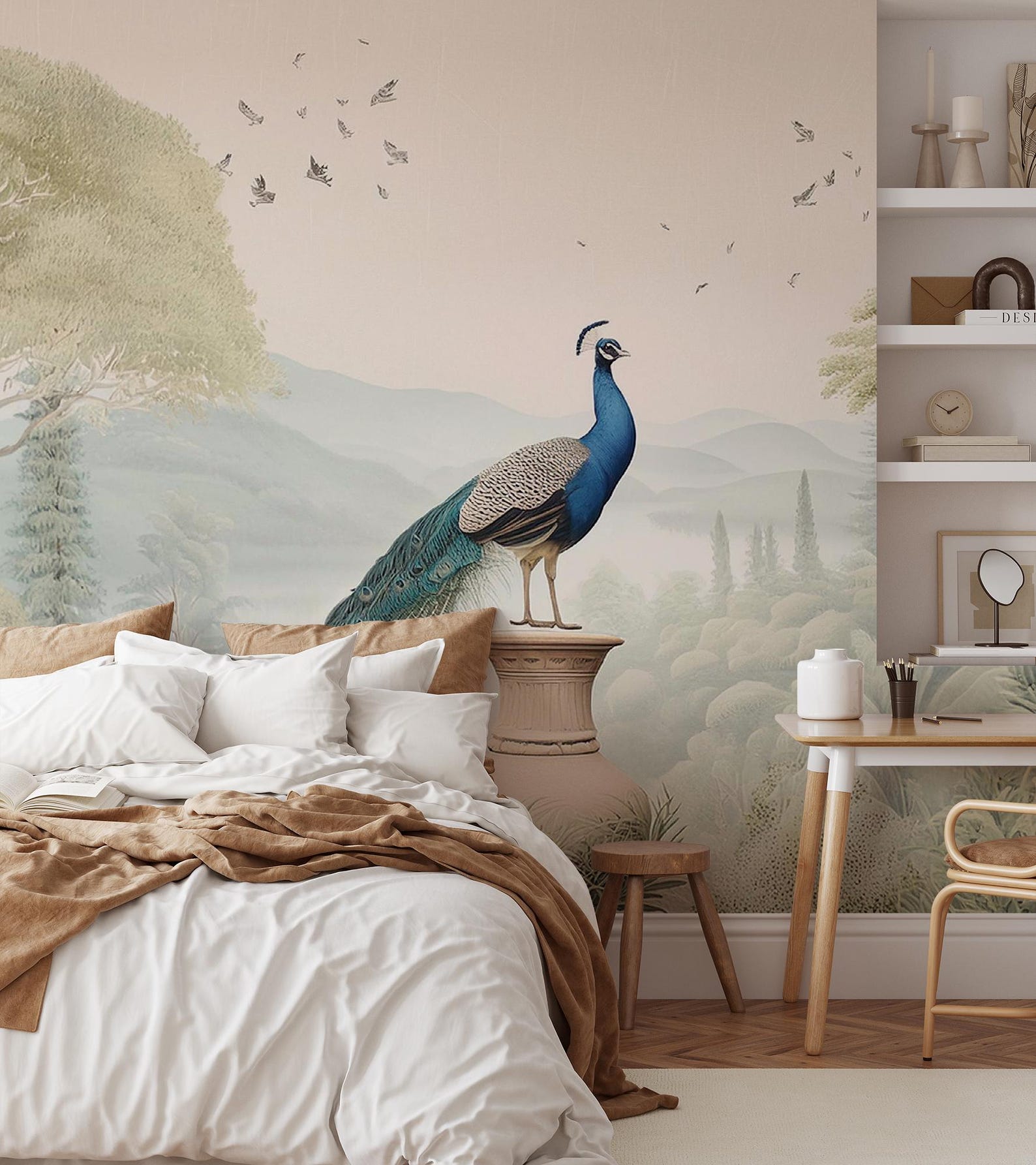 Vintage Peacock Wallpaper | Garden Botanical Wall Mural | Home ...