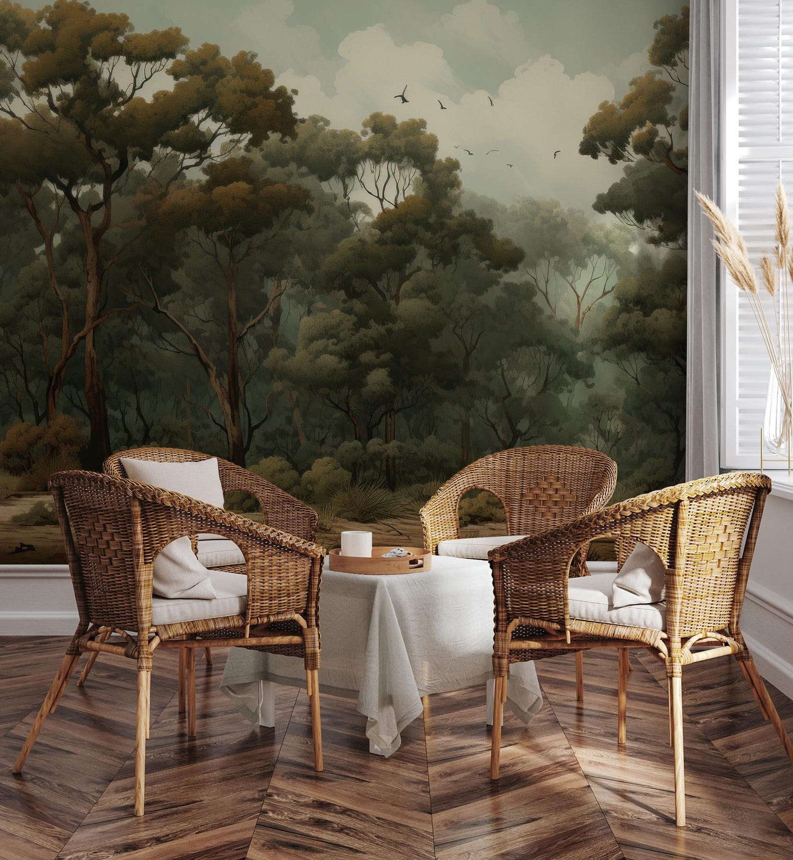 Dark Tree Wallpaper, Forest Wall Mural | Home Renovation | Wall Art ...