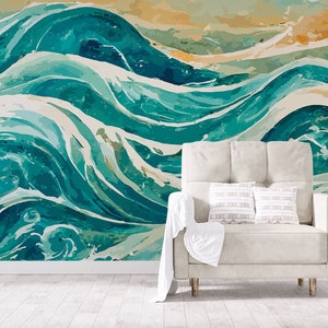 Ocean Sea Wave Wallpaper | Wall Decor | Home Renovation | Wall Art ...