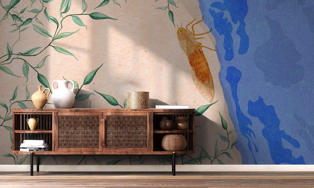 Watercolor Wallpaper, Flora and Fauna Wall Mural | Home Renovation ...
