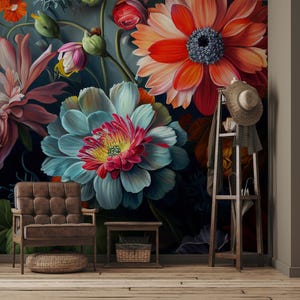 Colorful Floral Wallpaper, Flower Wall Mural | Home Renovation | Wall ...