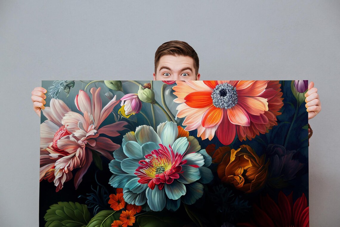 Colorful Floral Wallpaper, Flower Wall Mural Home Renovation Wall Art ...