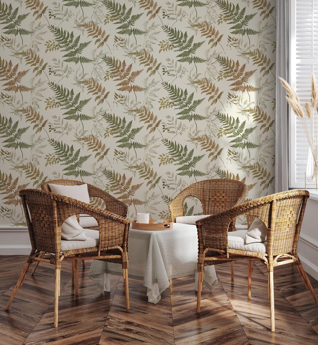 Fern Wallpaper, Botanical Leaf Decor | Leaf Wall Mural | Home ...