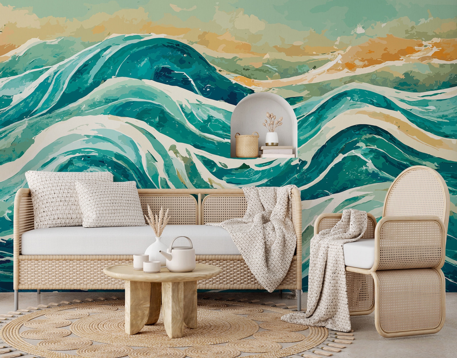 Ocean Sea Wave Wallpaper Wall Decor Home Renovation Wall Art Peel and ...