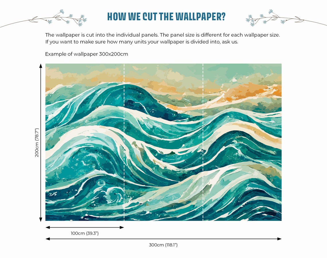 Ocean Sea Wave Wallpaper Wall Decor Home Renovation Wall Art Peel and ...
