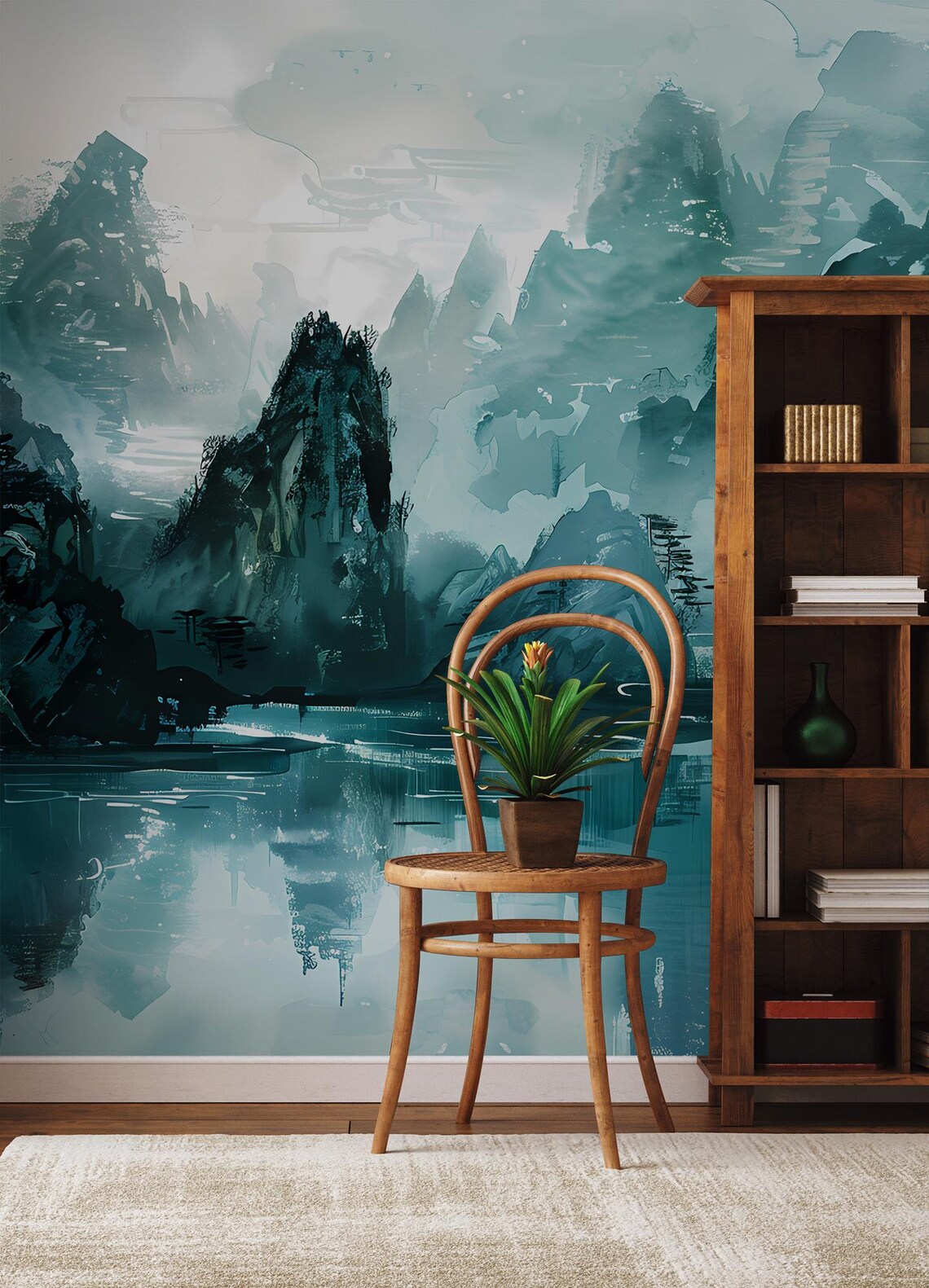 Chinese Style Wallpaper, Landscape Wall Mural | Home Renovation | Wall ...