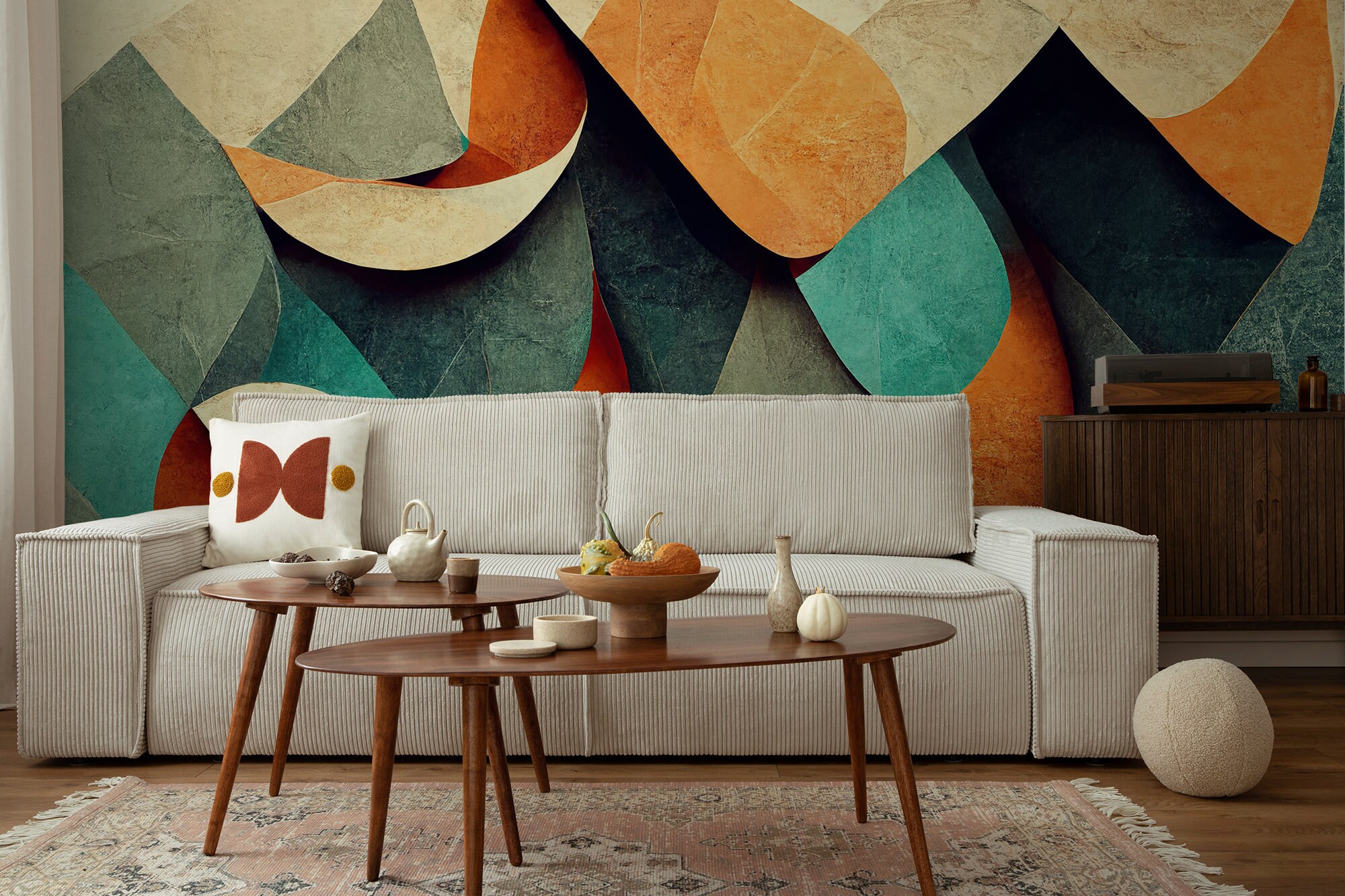 Abstract Wallpaper, Geometric Shapes Wall Mural | Wall Decor | Home ...