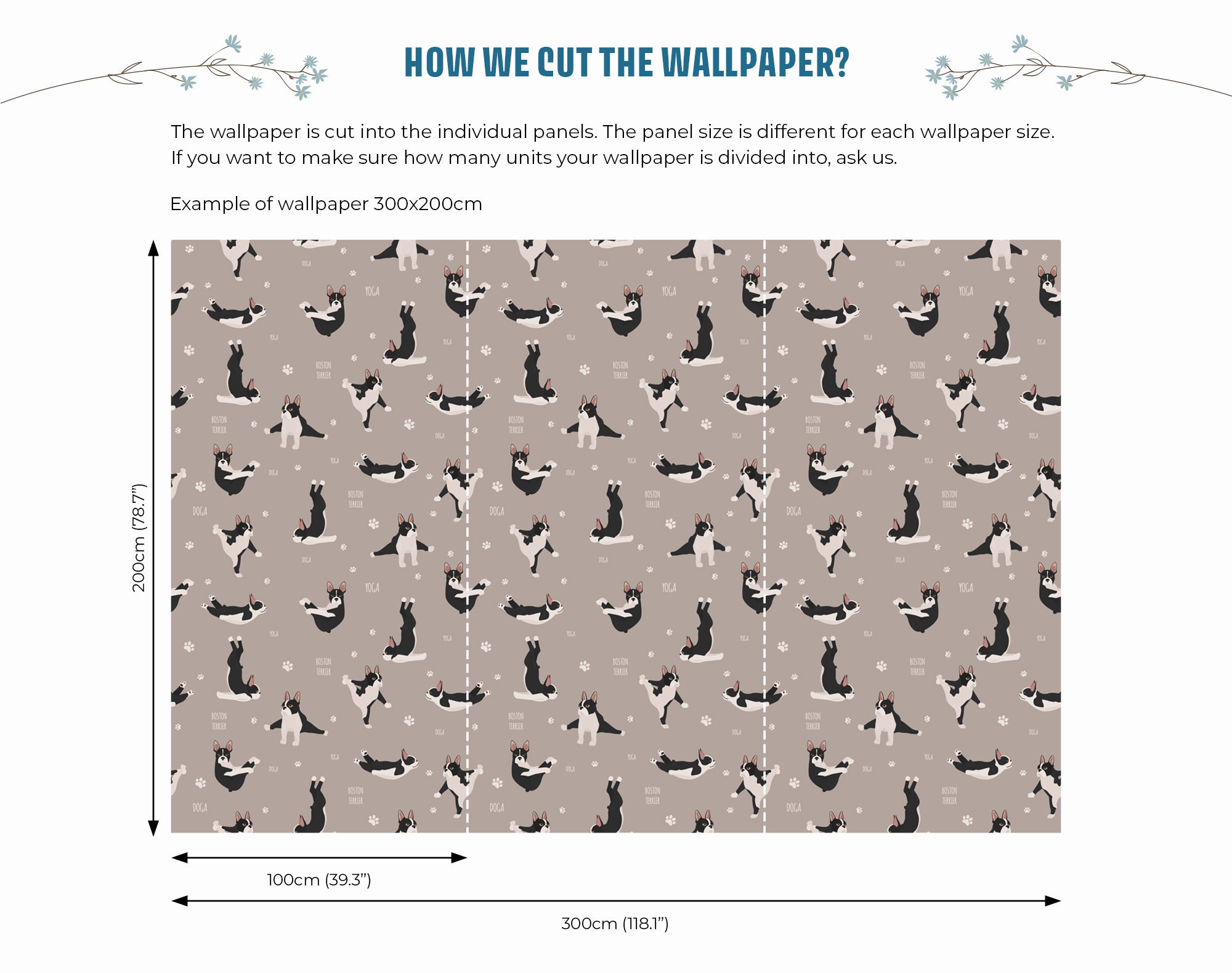 Dog Wallpaper, Yoga Pose and Exercise Wall Decor Home Renovation Wall ...