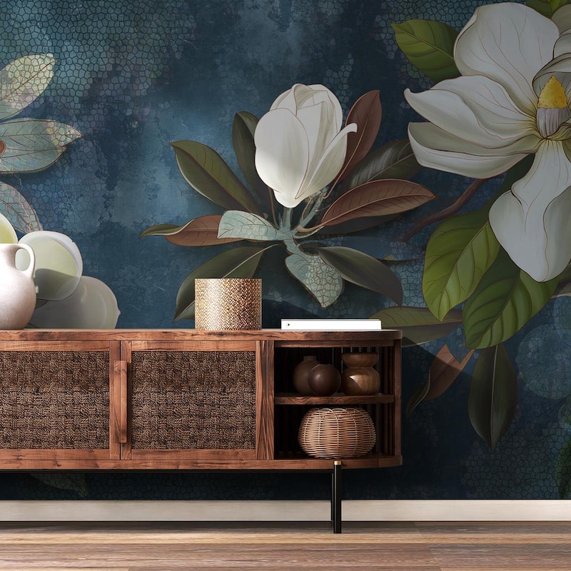 Magnolia Mural - Etsy