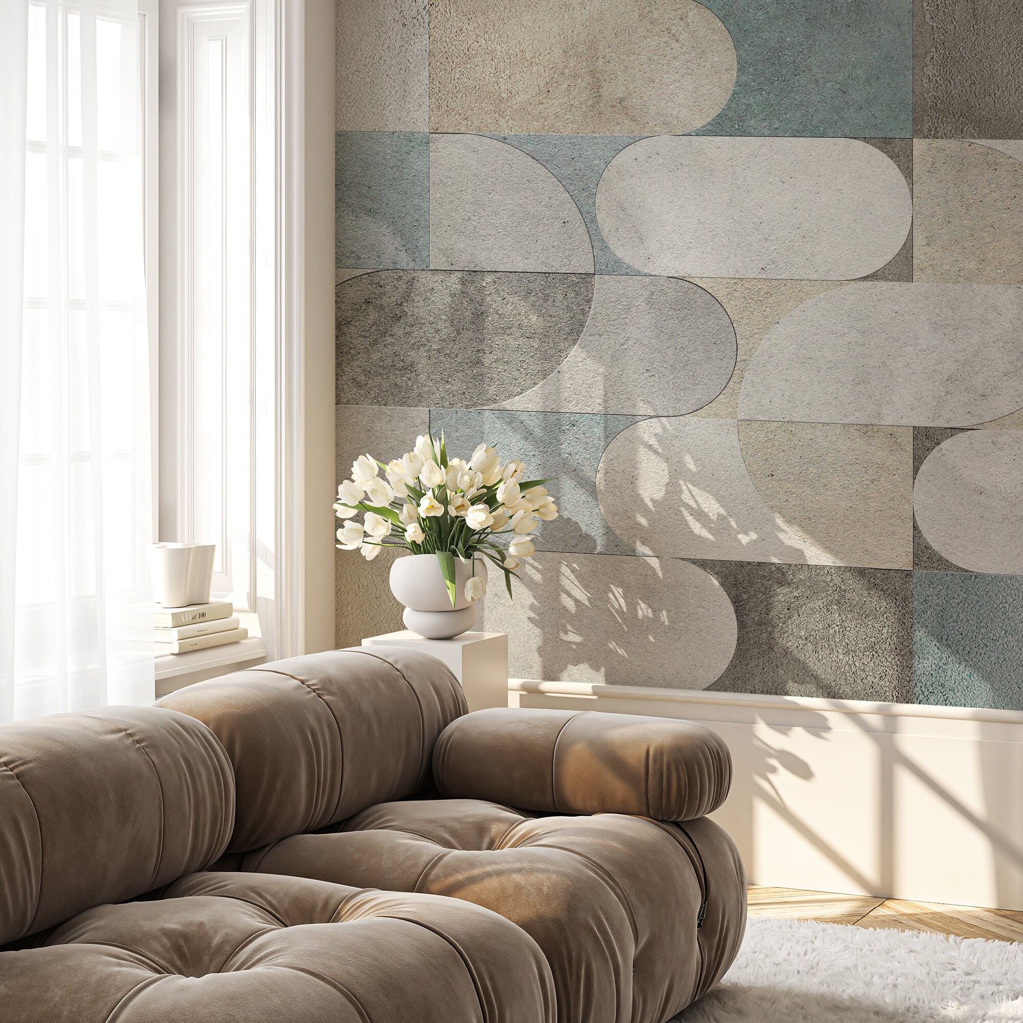 Colorful Abstract Wallpaper, Vintage Tile | Wall Decor | Home ...