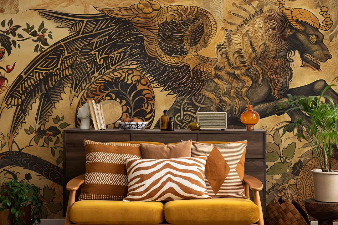 Abstract Dragon Wallpaper, Mystic Art | Home Decor | Home Renovation ...
