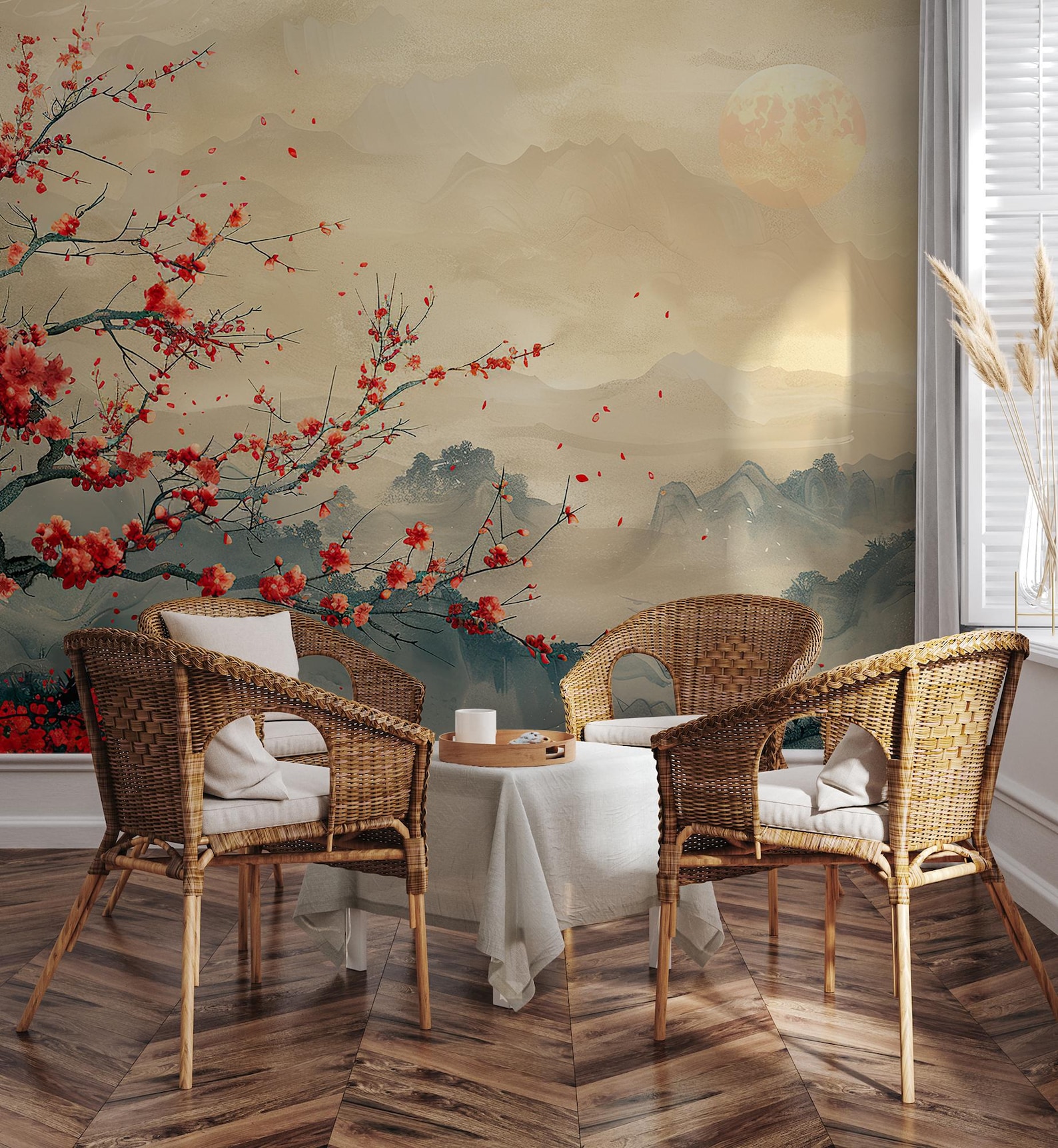Modern Japanese Wallpaper, Cherry Blossom Home Decor Home Renovation ...
