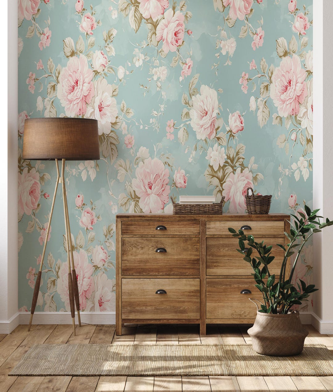 Victorian Rose Wallpaper, Pastel Floral Wall Mural | Home Renovation ...