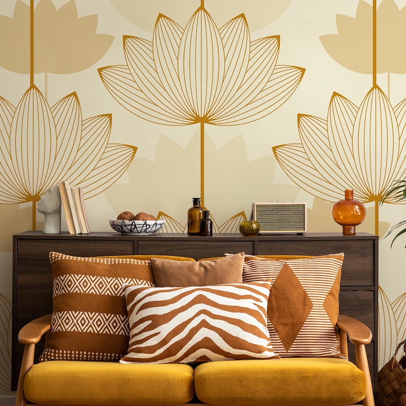 Wallpaper Asian Lotus - Etsy UK