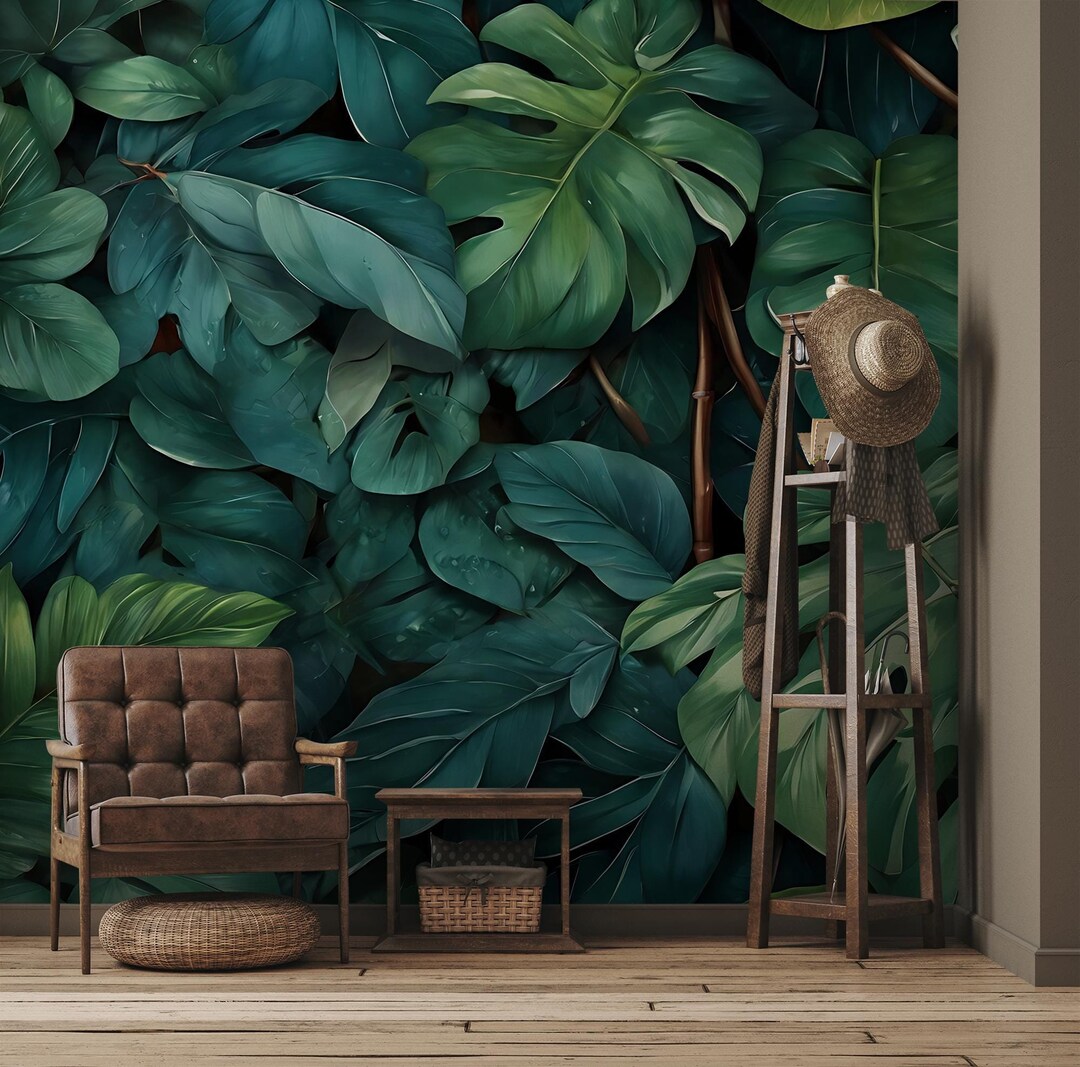 Green Leaves Wallpaper | Botanical Wall Mural | Home Renovation | Wall ...