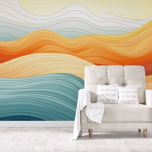 Colorful Waves Abstract Wall Mural | Wall Decor | Home Renovation ...