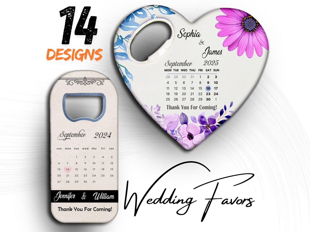 Personalized Wedding Calendar Magnet Wedding Favors Magnets With ...