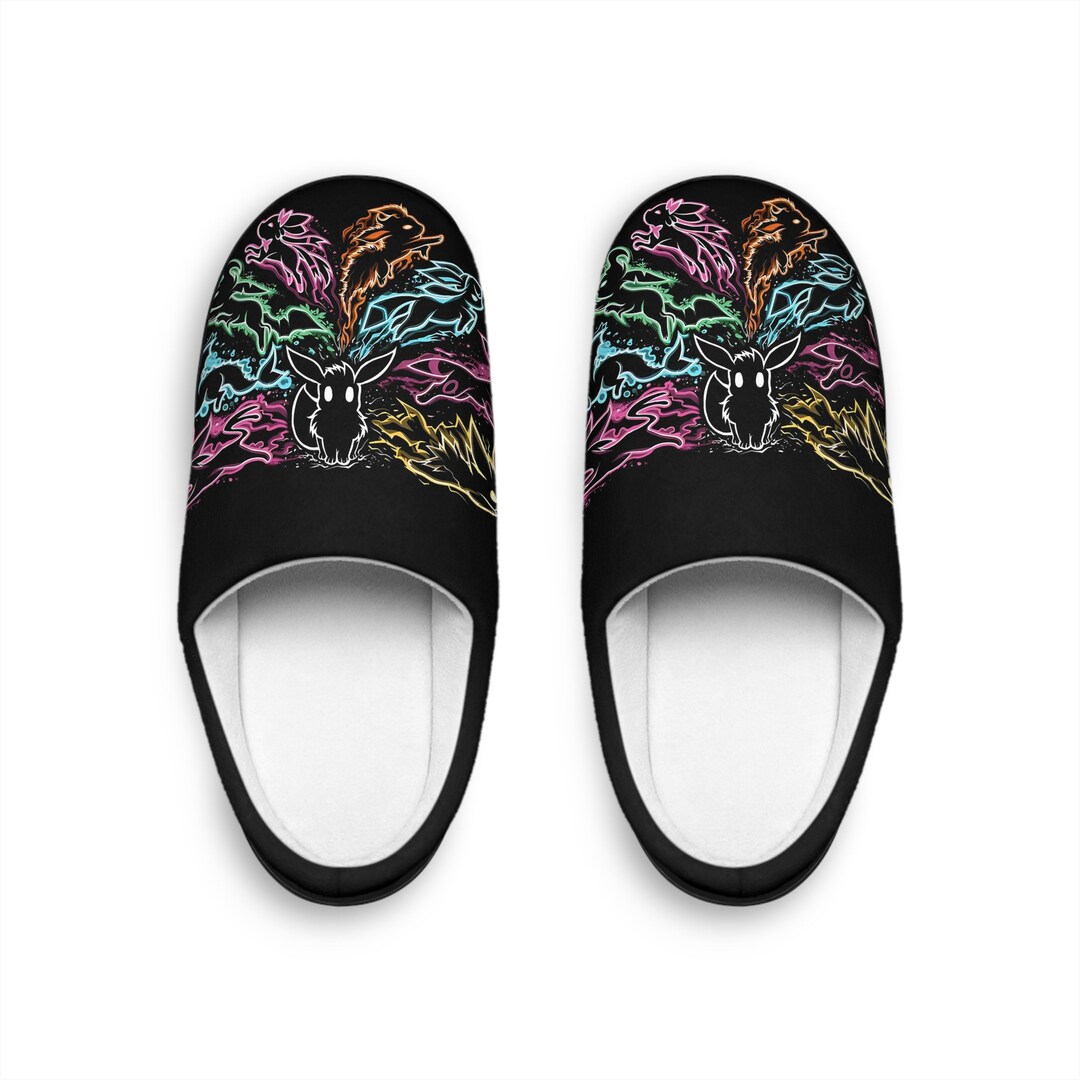 Men's Black Neon Eeveelutions Indoor Slippers - Etsy
