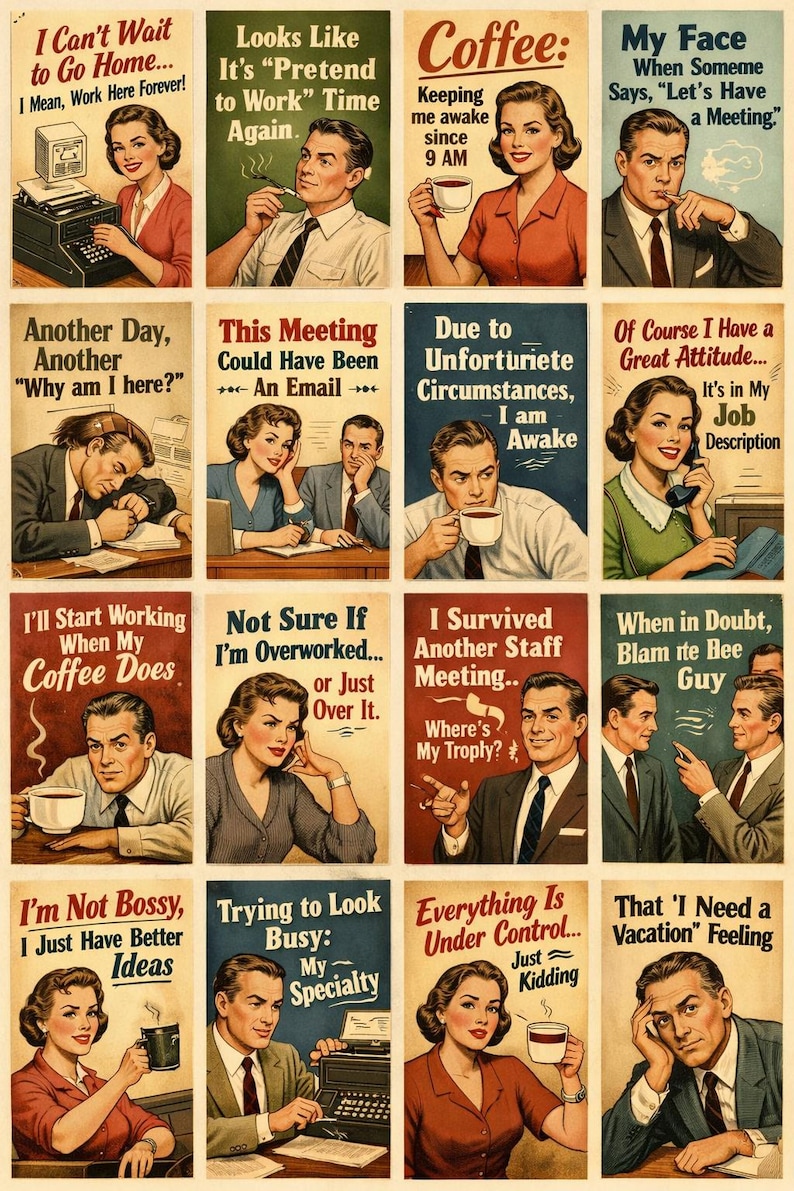 Vintage Office Memes Collage - Etsy
