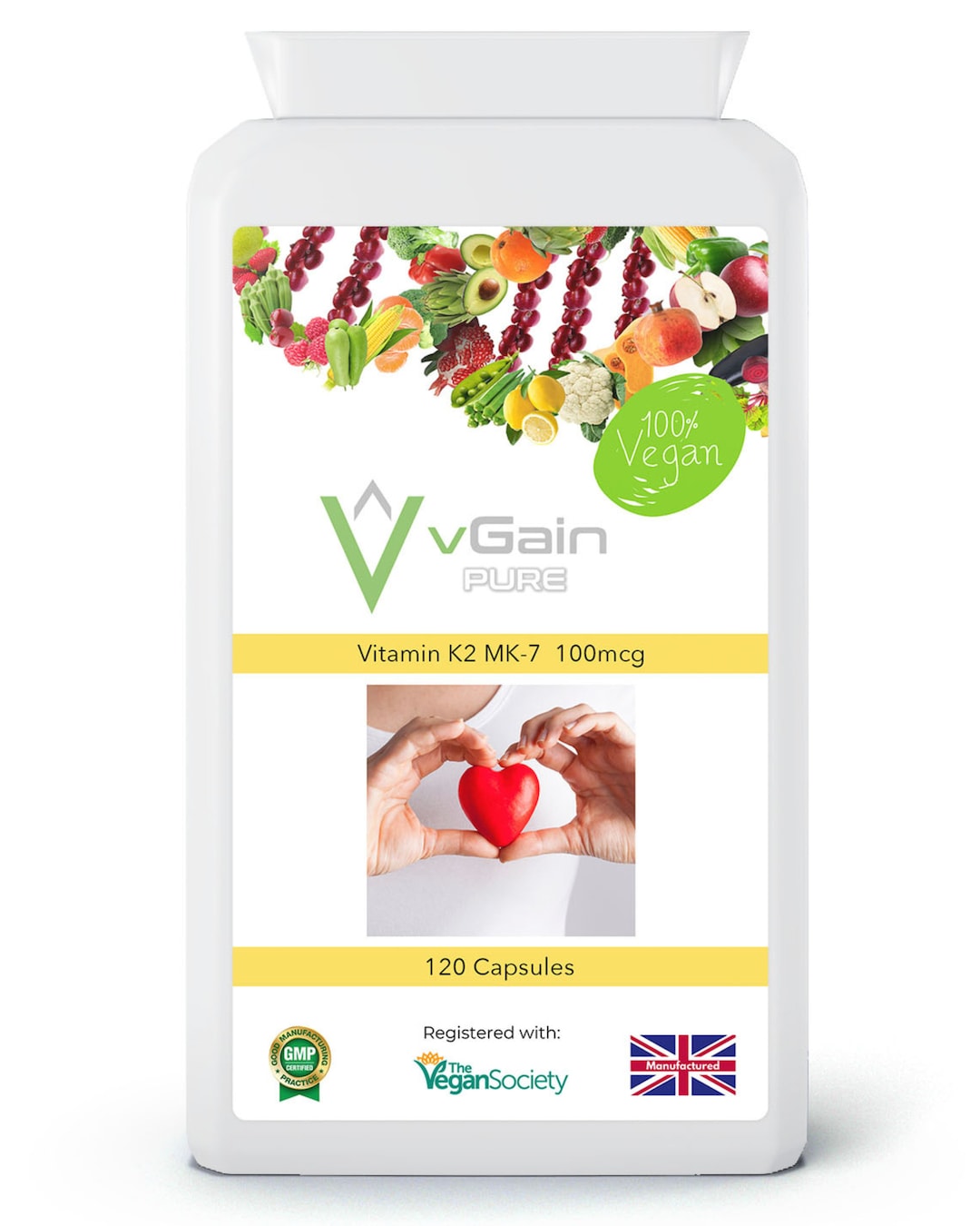Vegan Vitamin K2 MK-7 100mcg Capsules Essential Bone and Heart Health ...
