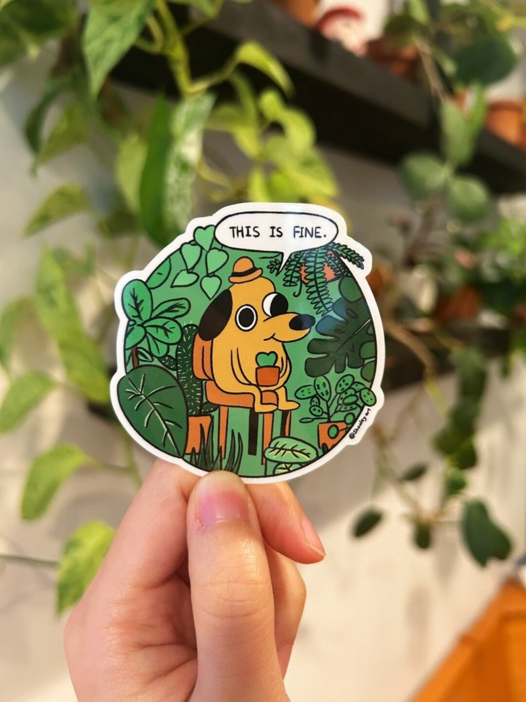 This is Fine Plant Sticker, Meme Dog Sticker, Plant Sticker, This is ...