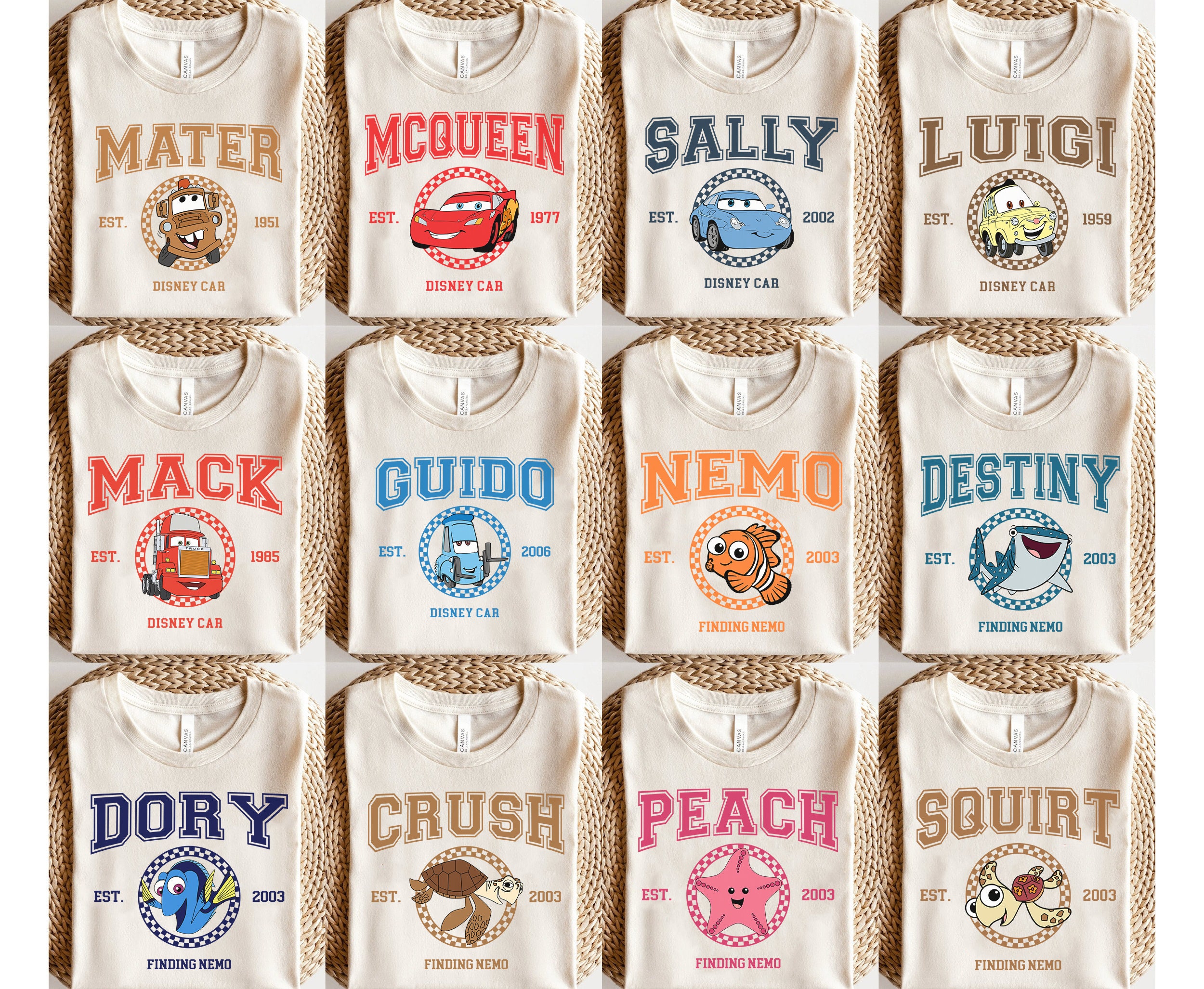 Disney Characters Checkered Group Comfort Colors Shirt, Disney Cars ...