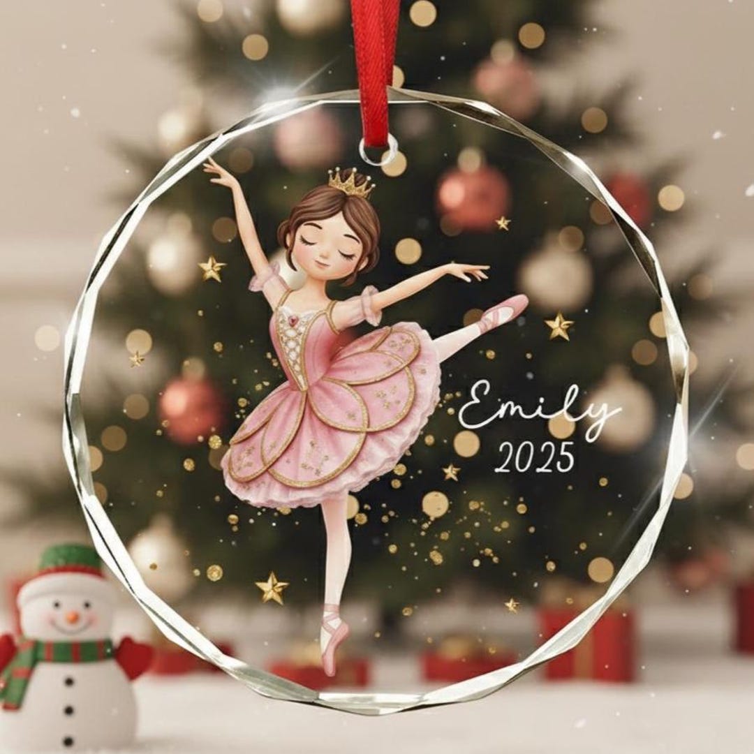 Personalized Name Ballerina Glass Ornament, Dance Ornament, Christmas ...