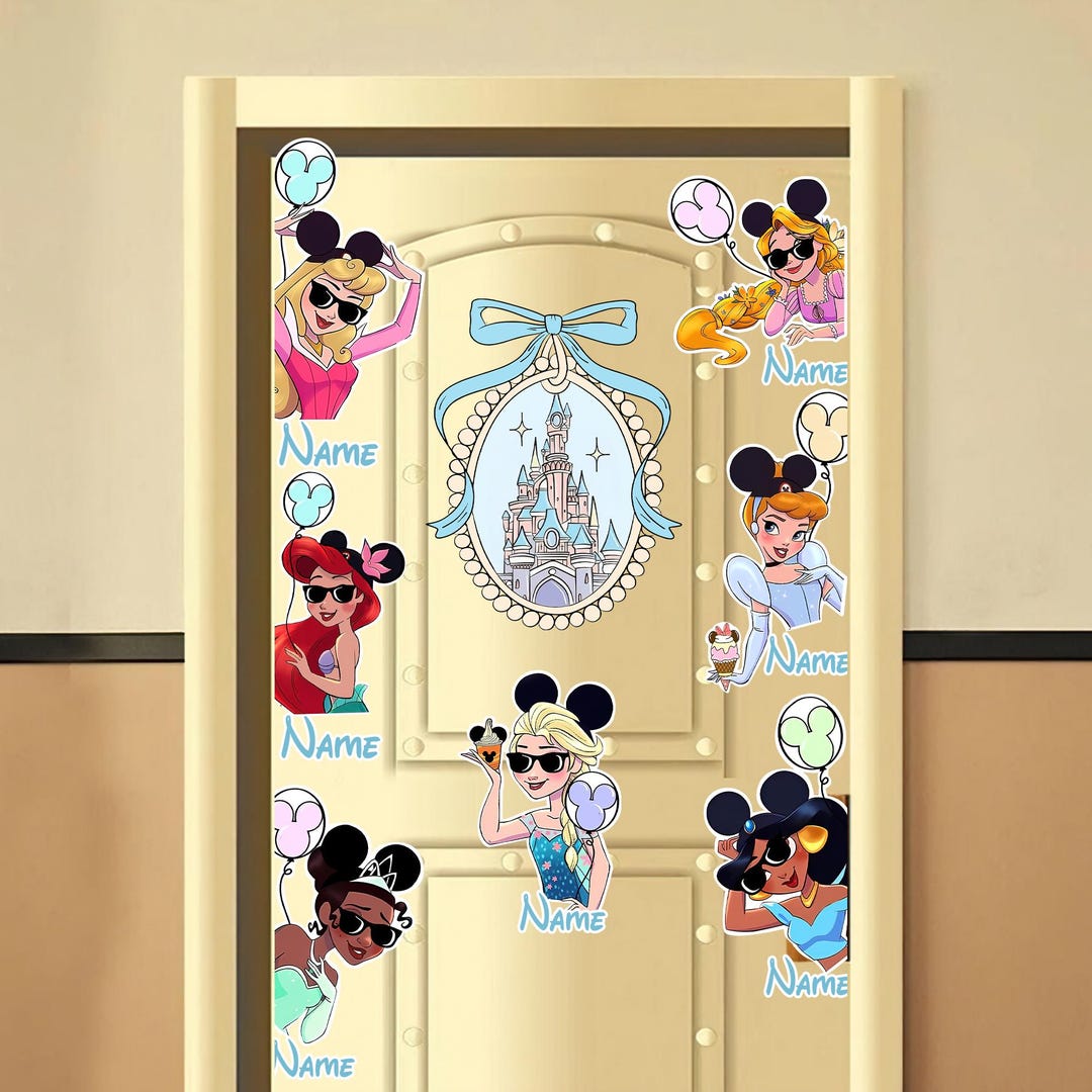 Custom Disney All Princess Castle Bow Coquette Magnet, Princess Girls ...